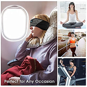 PrettyCare Sleep Headphones Headband, Soft Sleeping Wireless Music Sport Headbands Eye Mask Perfect for Side Sleepers, Sleeping, Workout, Jogging, Insomnia, Air Travel, Meditation Grey