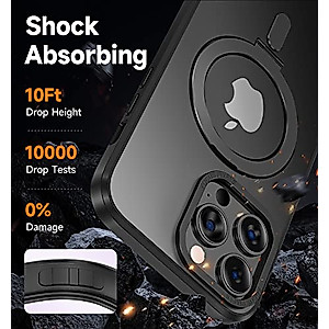 MAGIC JOHN Magnetic Case for iPhone 14 Pro Max Phone Case [Compatible with Magsafe] [with Magnetic Mental Stand][Military Grade Shockproof][Anti Yellowing],Black