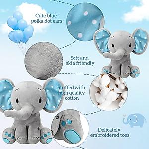 Zomiboo 3 Pieces Elephant Stuffed Animal 8 Inch Baby Stuffed Elephant Animal Plush Toy Gift Baby Girl Boys Bed Decor (Cute Style)