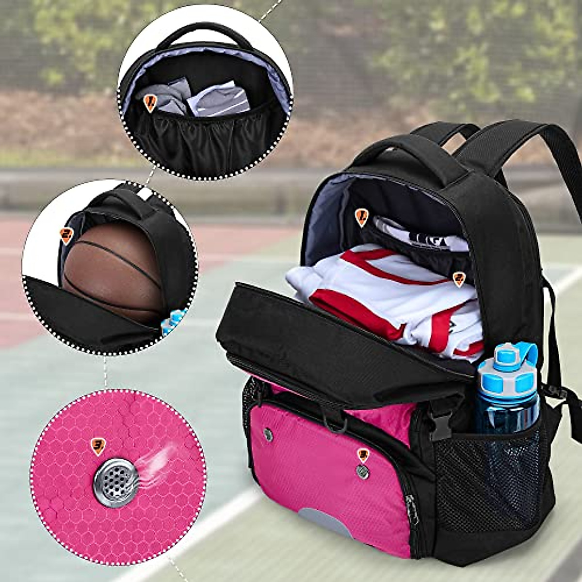 DSLEAF Basketball Bag, Soccer Backpack with Ball Compartment & Shoe Compartment for Basketball, Soccer, Volleyball Sports