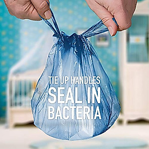 Tadge Goods Baby Disposable Diaper Bags Scented with Lavender - Odor Absorber Biodegradable Plastic Diaper Sacks for Trash Bag Essential Items - Bags for Dirty Diapers - Refill 200 Count (Blue)