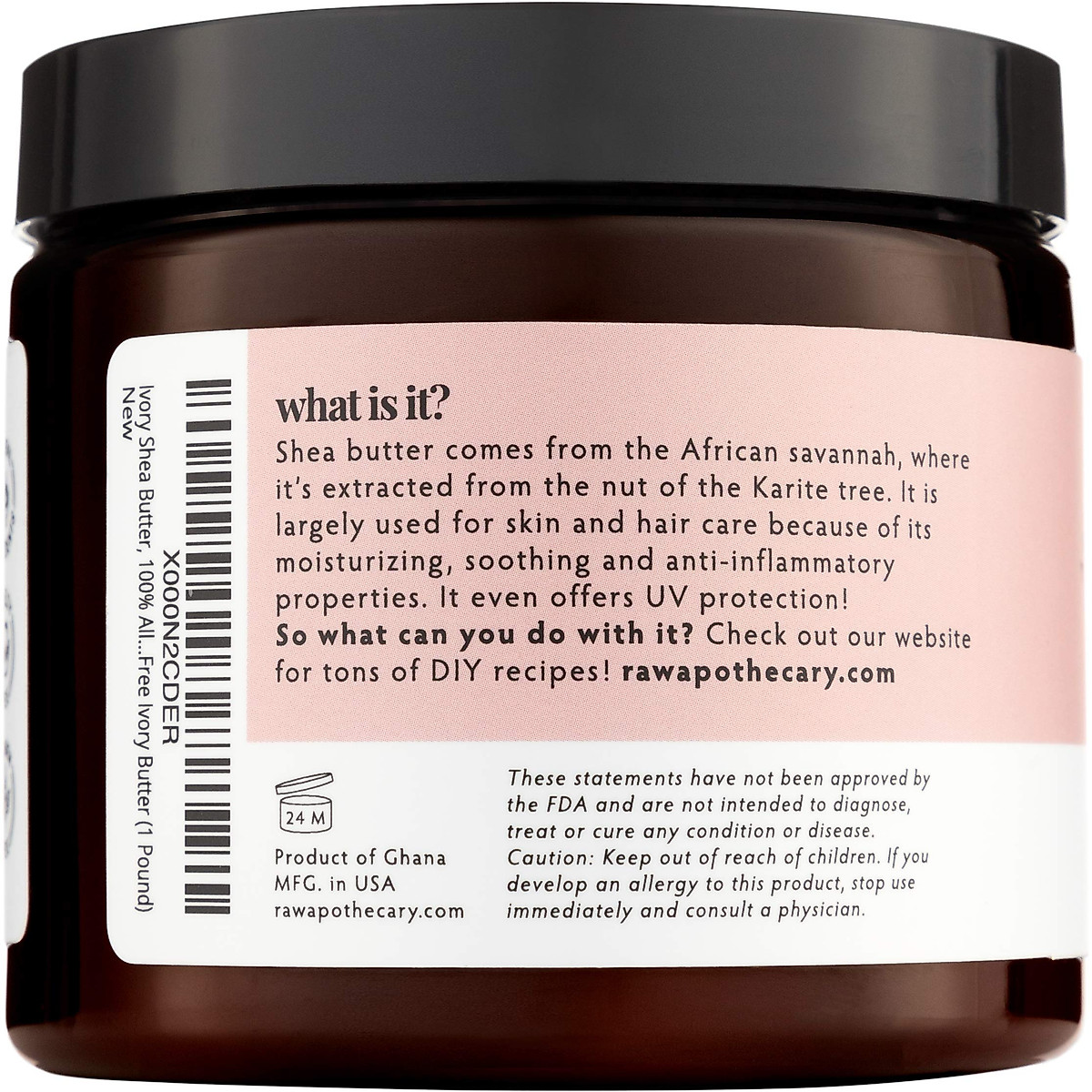 Raw Apothecary All-Natural Ivory Shea Butter (16 ounces)