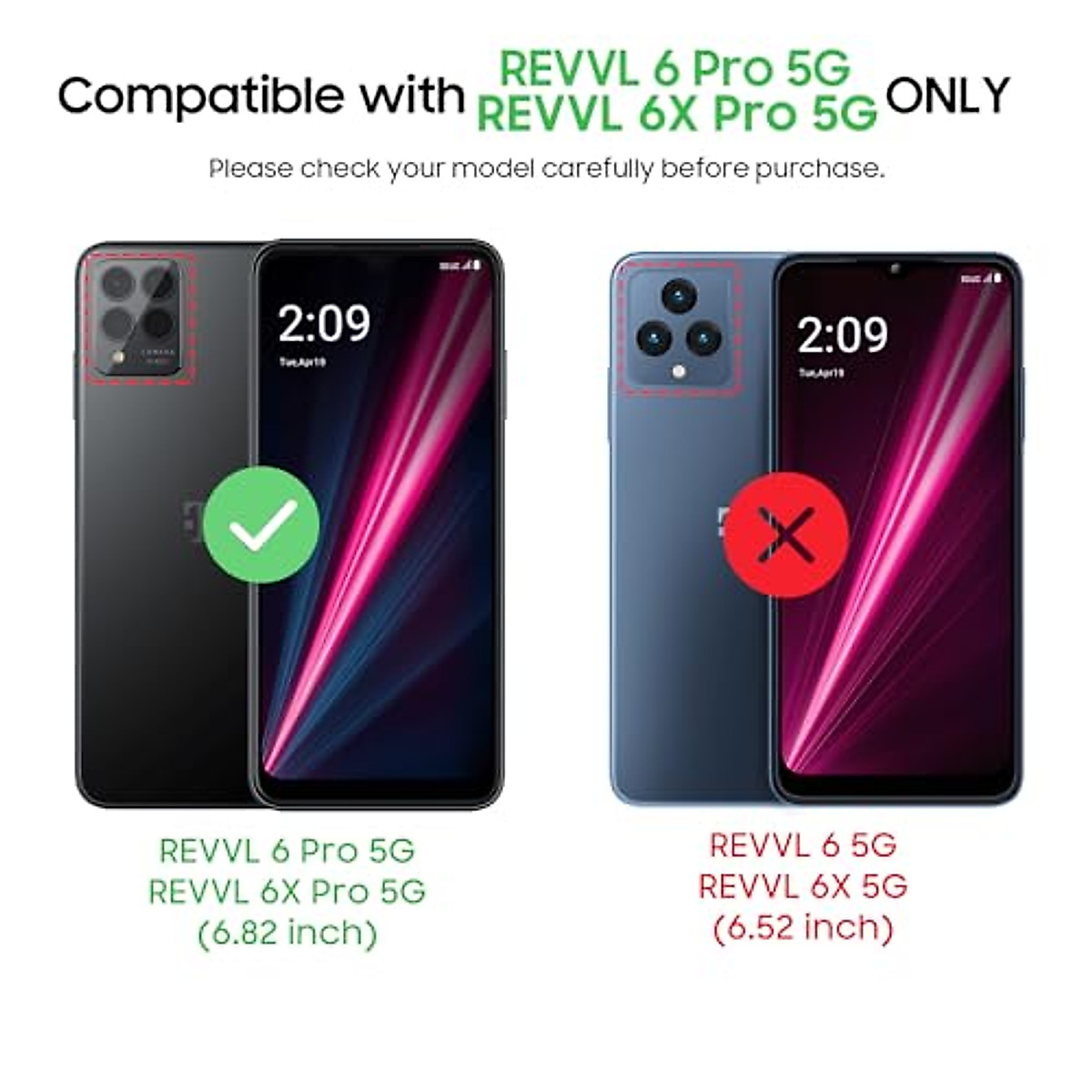 LEKEVO for REVVL 6 Pro 5G / REVVL 6X Pro 5G Case, with Screen Protector, Military Grade Drop Proof Dual Layer Heavy Duty Rugged Protective Phone Shell (Black)