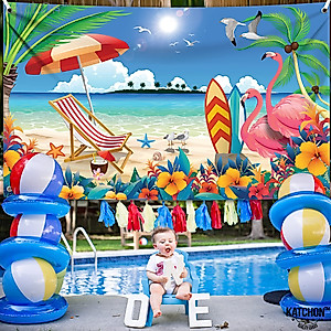 KatchOn, XtraLarge Beach Photo Backdrop - 72x44 Inch | Summer Backdrop for Beach Party Decorations | Beach Backdrop, Hawaiian Beach Theme Party Decorations | Summer Banner for Summer Party Decorations