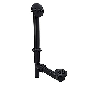 Westbrass 592144-62 Black 1-1/2" Tubular Trip Lever Bath Waste Drain Kit, Matte Black