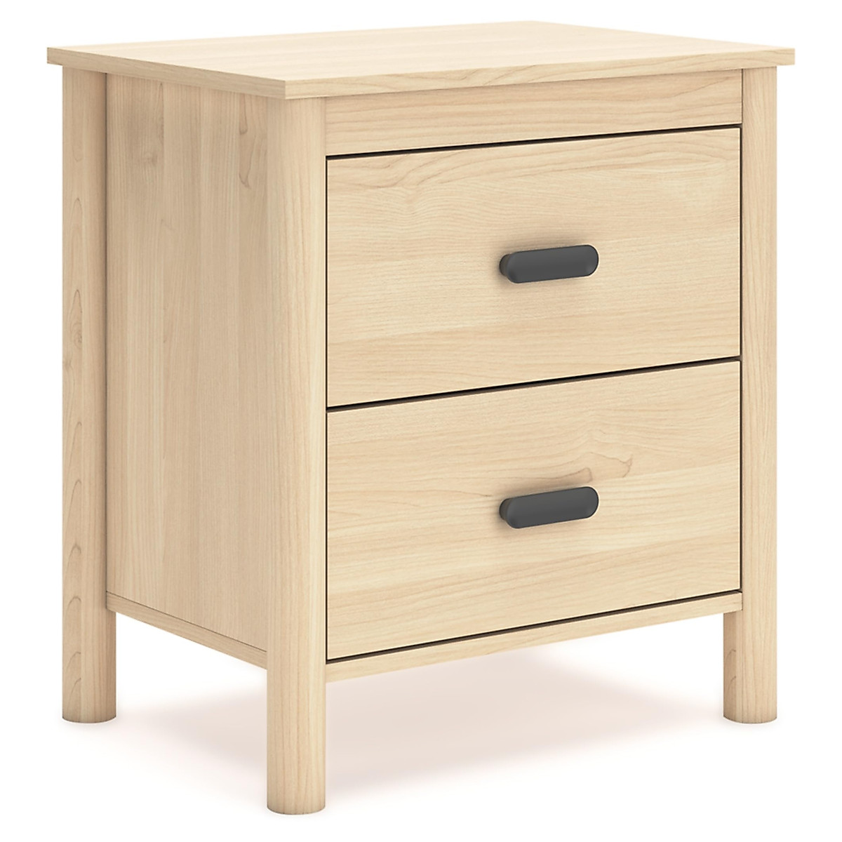 Signature Design by Ashley Cabinella Casual 2-Drawer Nightstand with Round Post Legs, 24.37" Tall, Light Brown