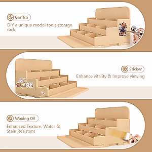 Bucasso Plastic Model Baking Rack, 4 Tier Paint Ink Bottle Paint Tool Storage Kit, MDF Material Model Tool Organizer, Craft Supplies Storage Rack for Tamiya/Gouda Paint and Miniature Model Tools, GK3