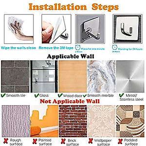 4 Packs Adhesive Hooks, Veriya Stainless Steel Self Adhesive Door Hook Wall Hanger, Heavy Duty Hanging Holder, Stick on Wall, Door, Bathroom Toilet Kitchen Office Closet Cabinet (Silver)