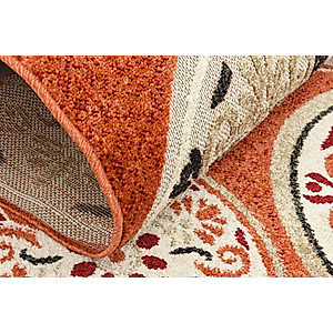 Unique Loom Outdoor Modern Collection Area Rug (2' x 6' 1" Runner, Terracotta/ Burgundy)