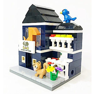 Brick Loot Exclusive Mini City Archie's Pet Shop Model - Custom Designed 155 Piece Set - Compatible with Lego and Other Major Brick Brand Models - Includes Animals: Dog, Cat, Bird and More