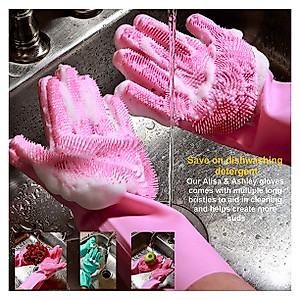 Magic Dishwashing Cleaning Sponge Gloves Reusable Silicone Brush Scrubber Gloves