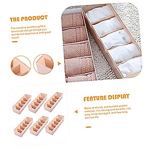 Housoutil 6pcs Storage Box Adjustable Vanity Stool Desktop Drawers Storage Box Plastic Socks Sock Drawer Organizer Scarf Compartment Underwear Box Sock Underwear Drawer Organizer Pink Grid