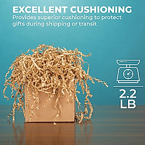 2.2 LB Kraft Shredded Paper for Gift Baskets, Effective Crinkle Paper and Basket Filler, Ideal for Gift Box Stuffing and Handmade Decoration, Birthdays, Weddings, Anniversaries, and All Occasions