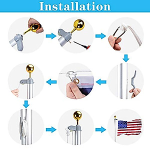 Voilamart 25 FT Sectional Flag Pole Heavy Duty Aluminum Outdoor In ground Flagpole with 3'*5' American Flag and Gold Ball for Residential or Commercial Use