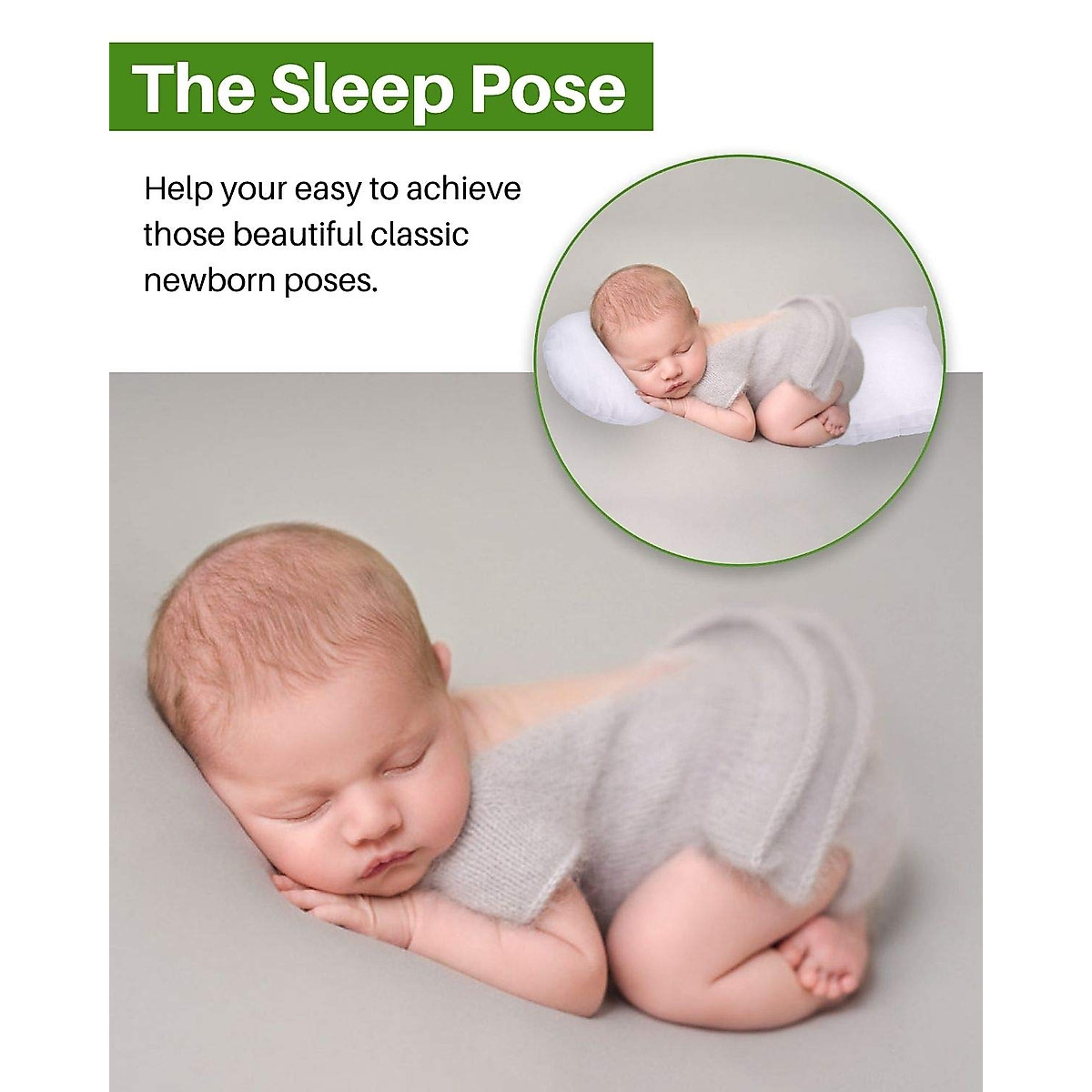 Sunmig 4 PC Newborn Baby Photography Wheat Donut Posing Pillow Basket Filler Baby Photo Prop White