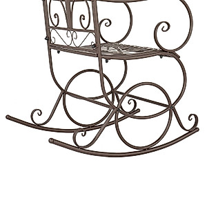 VBSQ Outdoor Porch Rocking Chair Flower Pattern Iron Rocker Patio Glider Deck Seat Slirr Chair Rocking Chair Rocker Chair Rocker Camp Chair Rocker Recliner Rocking Camp Chair Rocking Chairs