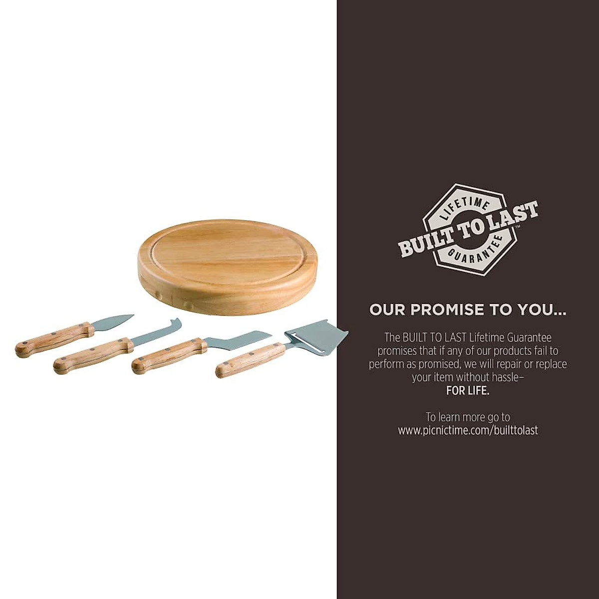 PICNIC TIME NCAA Washington State Cougars Circo Cheese Board and Knife Set - Charcuterie Board Set - Wood Cutting Board