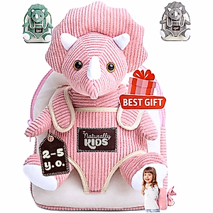 Naturally KIDS Small Dinosaur Backpack Dinosaur Toys for Kids 3-5 - Dinosaur Toys for 3 4