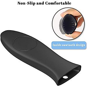 4 Pack Silicone Hot Skillet Handle Holder and Pot Holders Cover Sleeve, Heat Resistant Cast Iron Potholder Protectors Grip, Anti-Spill Non-Slip Cookware Handles for Pans,Oven