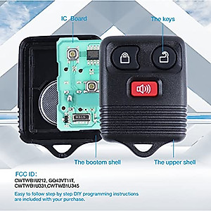 Car Keyless Entry Remote Key Fob Replacement for Ford 1998-2016 F150 F250 F350 Escape Expedition Explorer Ranger /Mazda /Lincoln CWTWB1U331 CWTWB1U345 3Button Pack of 2