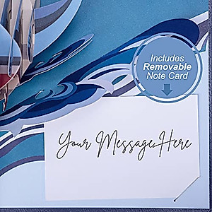 Paper Love 3D Pop Up Fathers Day Card, Shark, For Husband, Son, Anyone, All Occasion, Handmade - 5" x 7" Cover - Includes Envelope and Note Tag