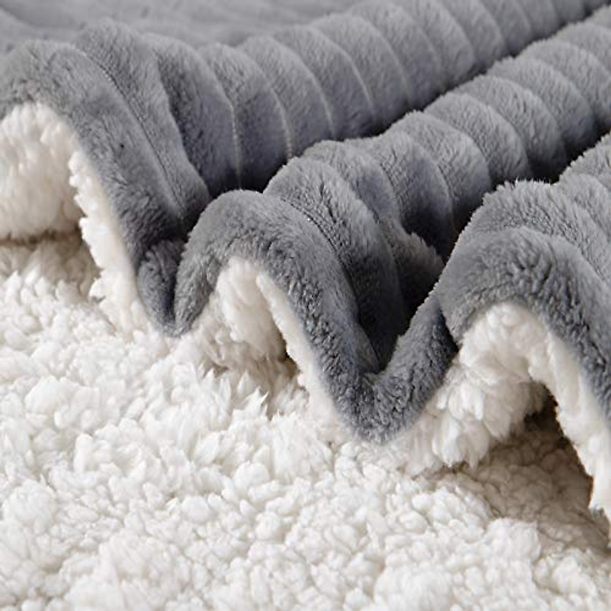 EMME Baby Blanket Fuzzy Sherpa Fleece Blanket Soft Reversible Warm Receiving Blankets for Toddler, Infant, Boys and Girls Gift Reversible Cozy Blanket for Crib, Stroller, Nap, Outdoor (Grey, 30"x40")