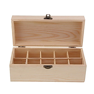 Wood Essential Oil Storage Box Case Wooden Organizer Holds Bottles 5ml, 10ml, 15ml and 30ml Wood Holder for Carrying Home Storage Aromatherapy Display - 10 Grids