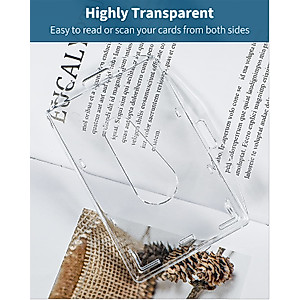 Pawfly 5 Pack Vertical and Horizontal 1-Card Badge Holder with Thumb Slot Single Card Hard Transparent PC Case Protector for Office School ID Credit Card Driver’s License and Pass