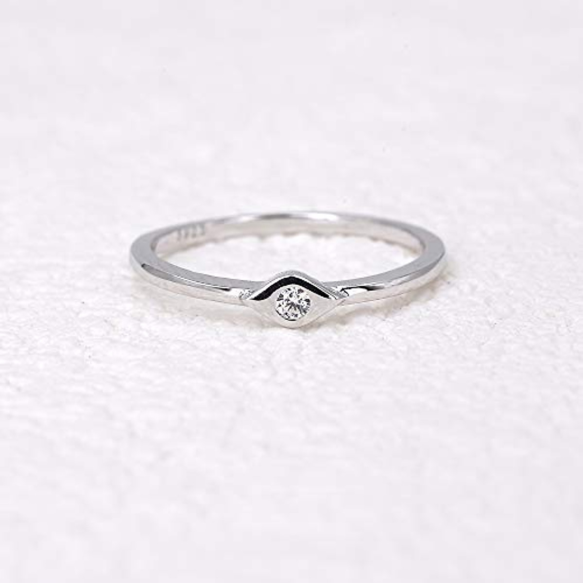 LEMON GRASS Sterling Silver Evil Eye Dainty Ring Size 8