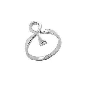 Takar 925 Egyptian Ankh Sterling Silver Ring, Dainty Ankh Sterling Silver Cross Ring, Ankh Jewelry, Silver Statement Ring Jewelry, Made In USA