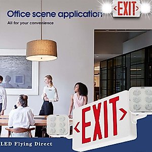 Exit Signs with Emergency Lights, Red LED Two Adjustable Head Emergency Exit Light with Backup Battery, AC 120V/277V, ABS Fire Resistant, UL Listed (2Pack)