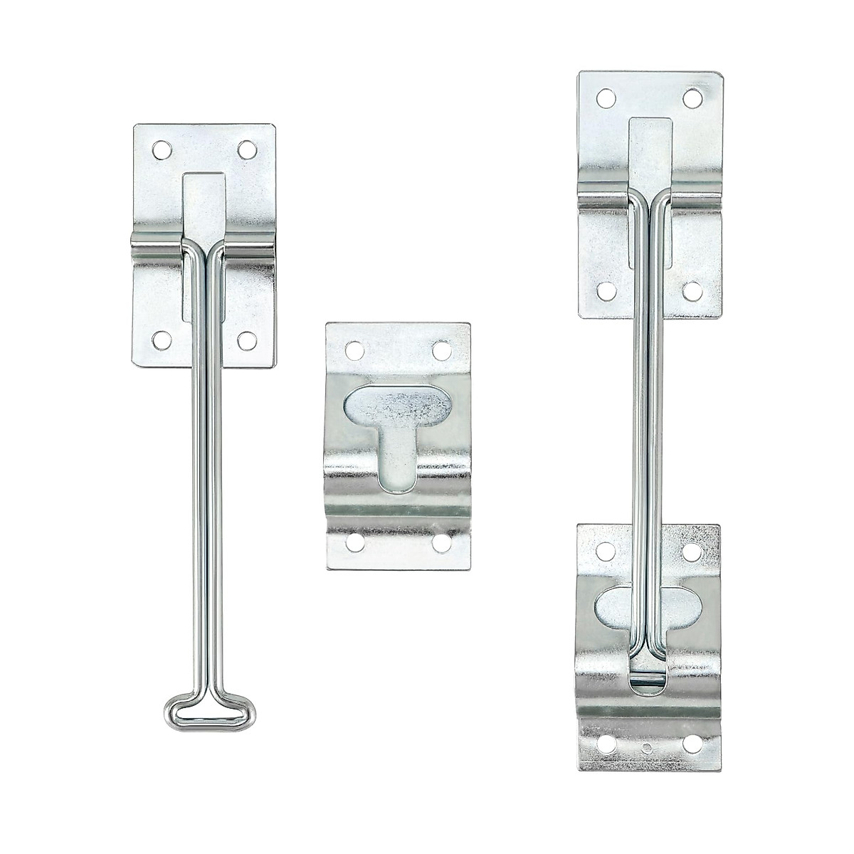 QWORK 4 Pcs 6" All Metal T-Style Door Holder Entry Door Catches for RV Trailer Camper Exterior Door Hold Hook Screws