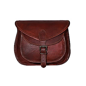 Women 13 Inch Vintage Style Genuine Brown Ladies Tote Travel Purse Leather Crossbody Shoulder Bag Leather Handmade Purse (Tan Brown)