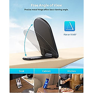 Wireless Charger Stand,15W Fast Charging Pad for Qi Device,Compact Phone Charger Stand for iPhone 14/13/12/11 Pro Max/8 Plus/XR/XS/SE,Pixel 6/5/4,Samsung GalaxyS22/S21/S20/S10/S9/Note20/10(No Adapter)