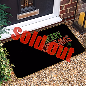 ENCHAN Christmas Door Mat Xmas Welcome Merry Christmas Non-Slip and Washable Winter DoormatParty Decoration Black Doormat Porch Entrance Mat 17x29 Inches