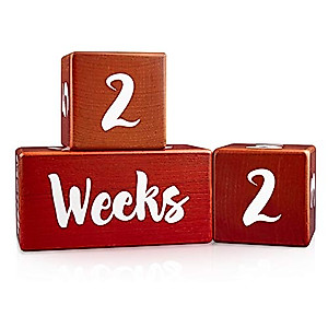 Growing Gifts Baby Milestone Blocks for Boys and Girls (3 Pc. Set) | 1-52 Weekly, Monthly, First Year, and Yearly Photo Props | Real, Natural Wood Keepsakes | Shower, Newborn, Infant | UPDATED PRODUCT