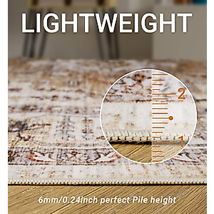 befbee 6x9 Area Rugs for Living Room,Super Soft Ultra-Thin Stain Resistant Machine Washable Rugs for Bedroom,Non-Slip Backing Large Area Rug (Turmeric/Grey, 6'x9')