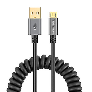 CableCreation Coiled USB to Micro USB Cable 0.56ft to 4ft, USB 2.0 A to Micro USB Charging Data Cord Works for Android Smartphone,Tablet, Wall and Car Charger, Space Gray
