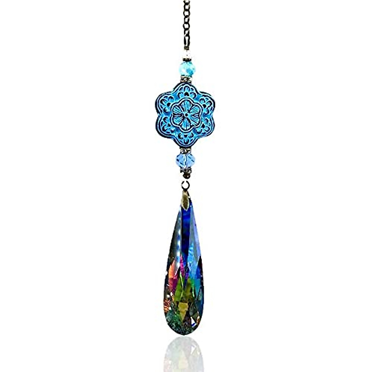 Boho Sun Catcher, (76mm Vitrail Drop) Crystal Hanging for Windows, Home Decor, Garden, Mother's Day, Windows, Gift (Length: 11.25 inches) | 2 Dirty Birds Boutique