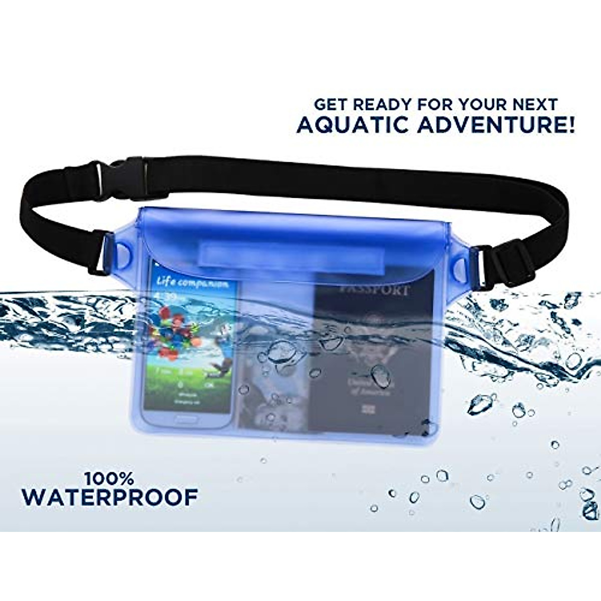 Waterproof Pouch with Waist Strap, 2 Pack The Most Durable # Super Lightweight Waterproof Phone Case/Wallet, Perfect for Kayaking Beach Pool Water Parks Boating Snorkeling Swimming and Fishing