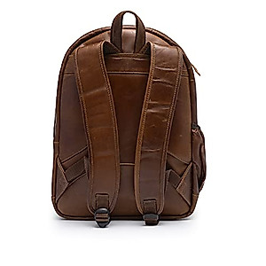 Teakwood Genuine Leather Backpack 15.6 Inch Travel Laptop Bag Casual Shoulder Vintage Daypack For Men and Women (Brown)