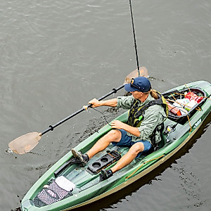 Pelican Adjustable Kayak Paddle Leash Bungee Cord - Easy Hook-and-Loop System with Quick Release Button for Paddle Board, Kayaks, Canoes, and Boat Paddles- Stainless Steel Connectors