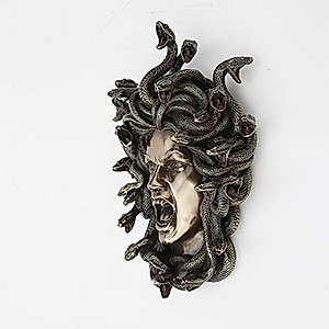 Veronese Design 7 1/4 Inch Greek Head Of Medusa Wall Plaque Cold Cast Resin Antique Bronze Finish Wall Sculpture Home Decor