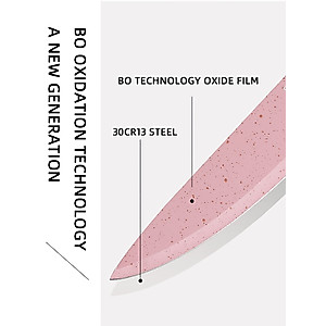 Colorful Kitchen Knives Set of 6 PCS Cute Fruit Knife Set with Gift Box,High Carbon Steel Kitchen Knife Set without Block, Environmental Wheat Straw Material Handle, Sharp Professional Chef Knife