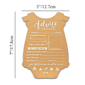 Summer-Ray.com 50pcs Baby Onesie Baby Prediction and Parenthood Advice Cards for Baby Shower 5" x 7" Heavyweight (Baby Girl)