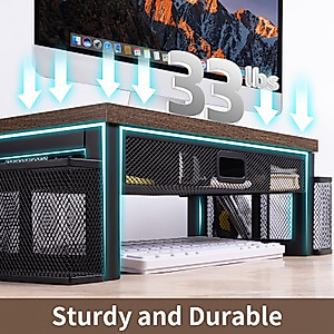 Joyask Computer Monitor Stand Riser for Desk 2 Tier Monitor Shelf for PC Screen Laptop Wooden Desktop Monitor Riser with Drawer Storage Multifunctional Computer Screen Stand Fits Home & Office