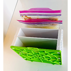 FreezeStax 2-Quart Expandable Base Starter Set. 6-9 Cup Total Set Capacity. Includes 2 individual 1-Qt Expanders for 1-Qt (3-4 Cup) Freezer Bags.