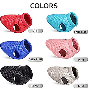 Harikaji Dog Winter Coat with D Ring,Super Light Small Dogs Warm Coat Zip Waterproof Pet Cat Warm Jacket Vest Apparel for Small Medium Dogs(Pink,L)