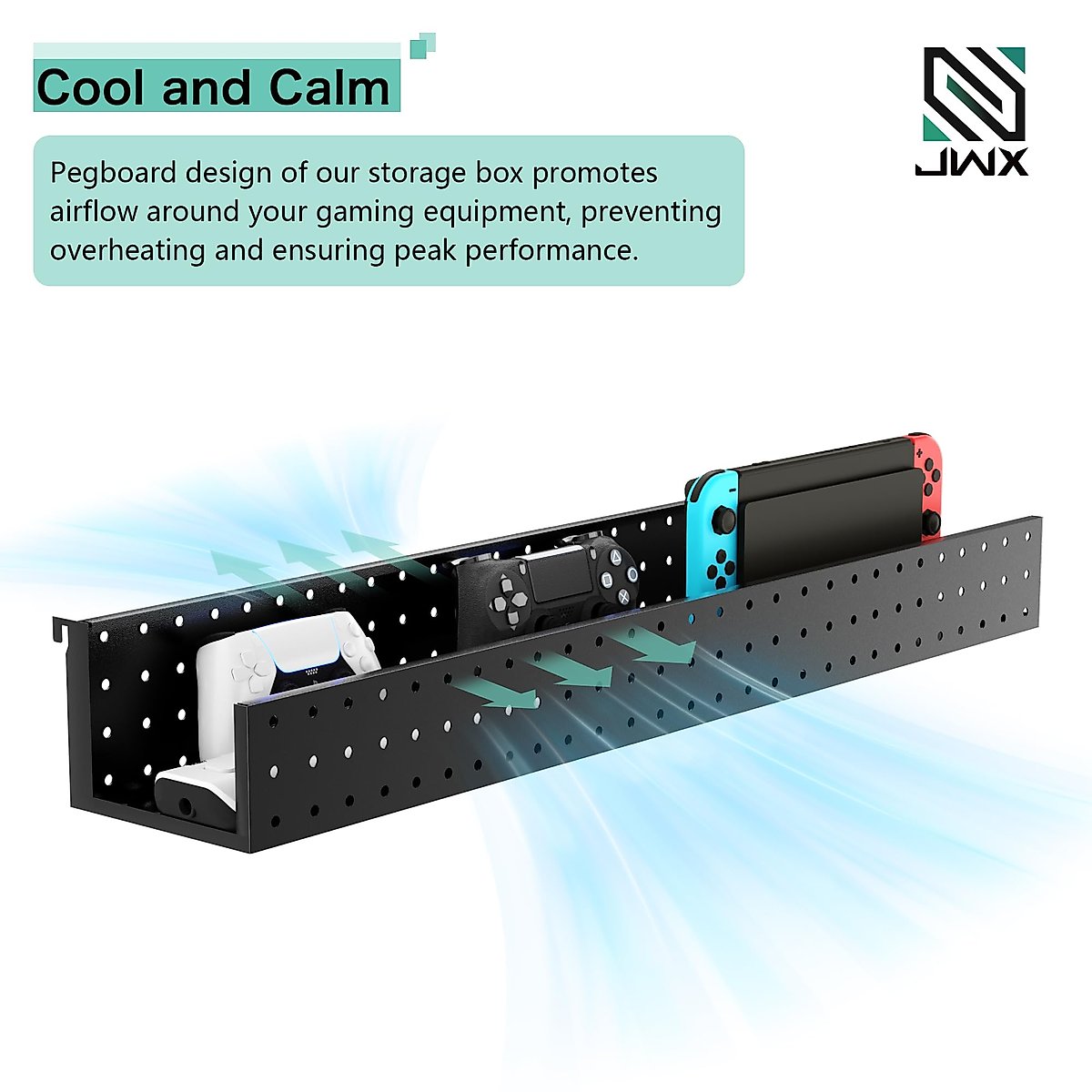 JWX Pegboard Storage Management Box with Storage Kit for JWX Standing Pegboard Unit, Ventilated and Breathable, Suitable for Storing outler Power, Cord Management