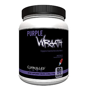 CONTROLLED LABS Purple Wraath, BCAA and EAA Amino Acid Supplement, with Endurance Blend Intra Workout Powder, Optimal Endurance, Focus, and Stamina (American Ice, 90 Servings)